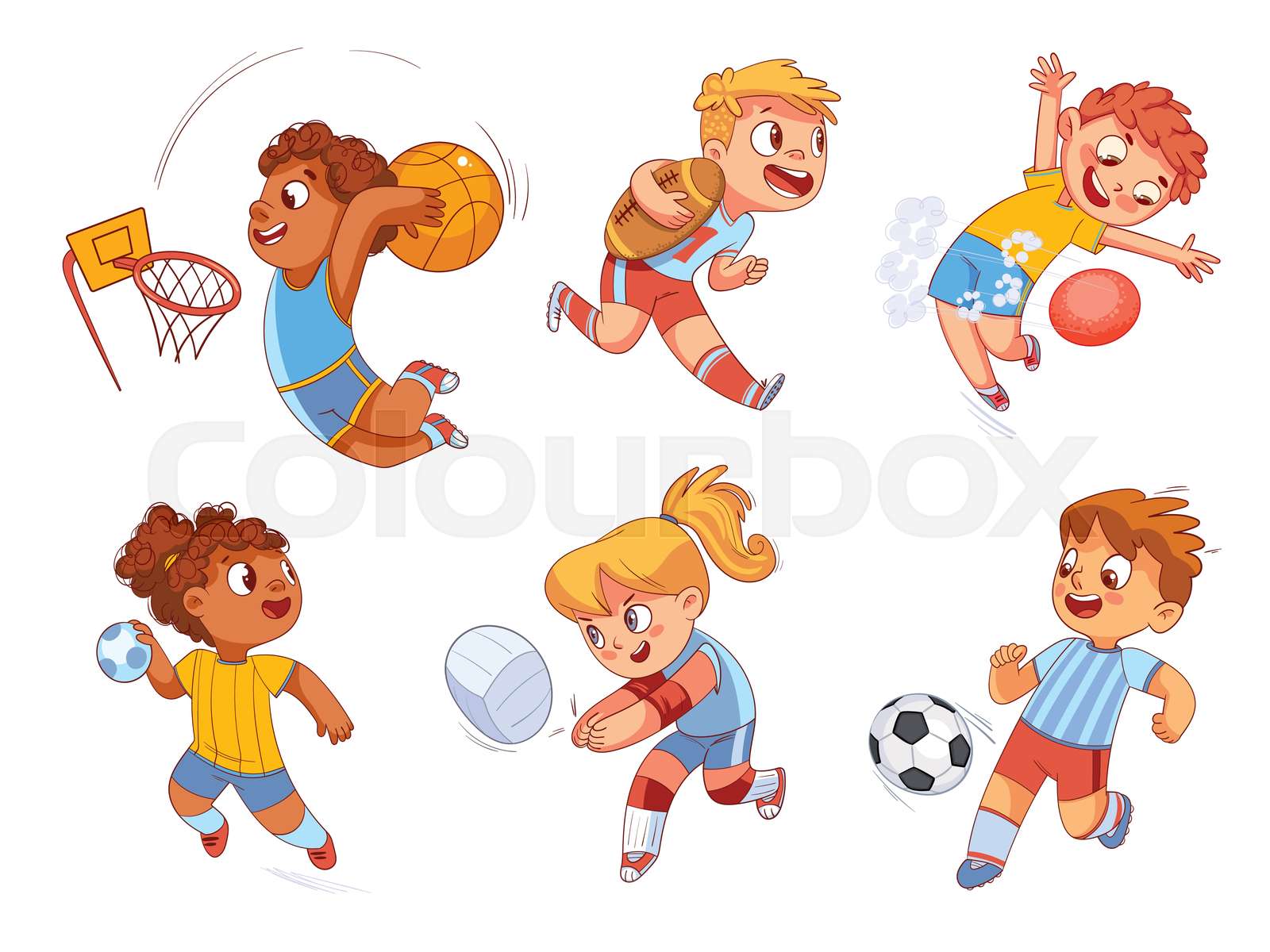 Team olympic sport. Volleyball, football, basketball, rugby, han ...