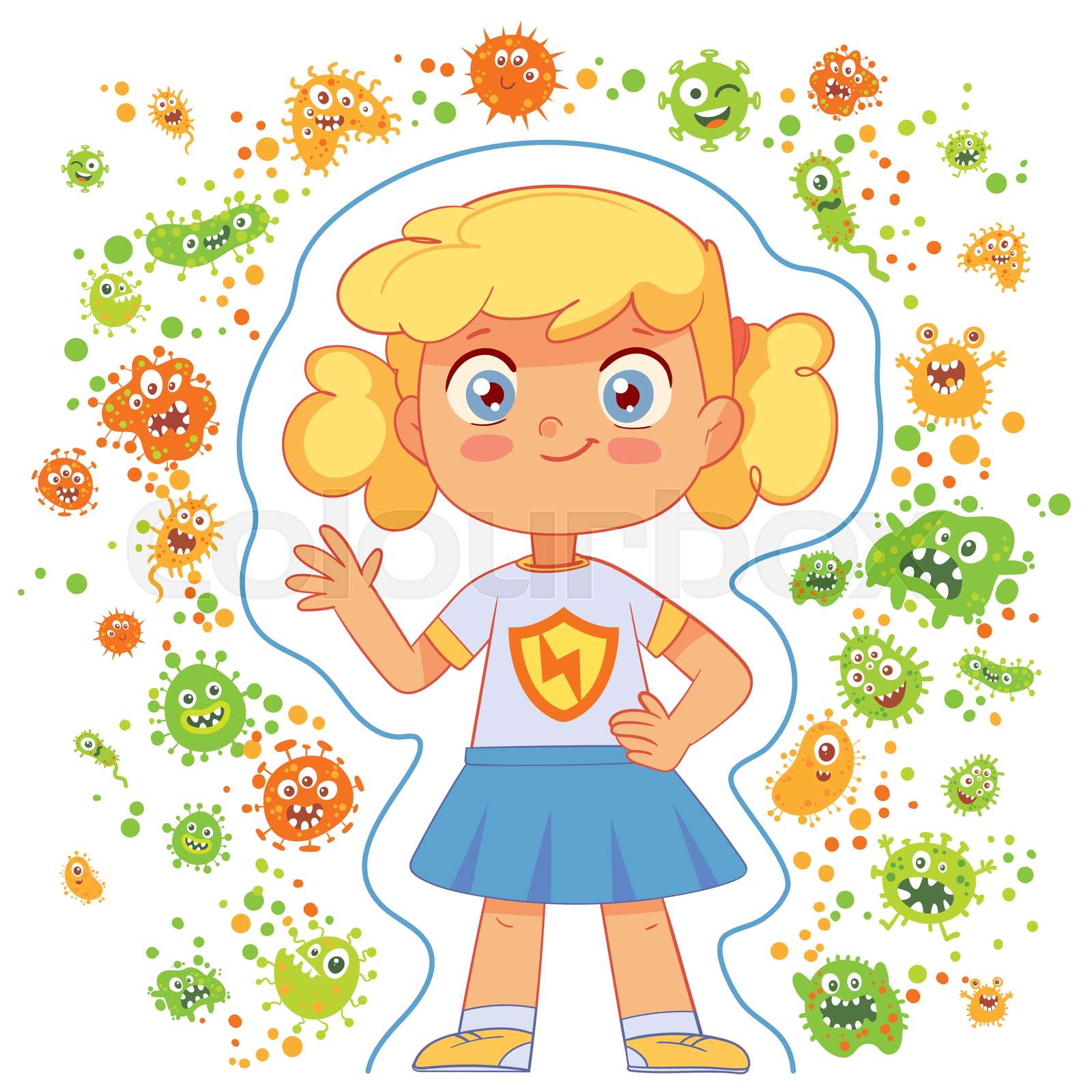 Protecting children from the virus. Funny cartoon character | Stock ...