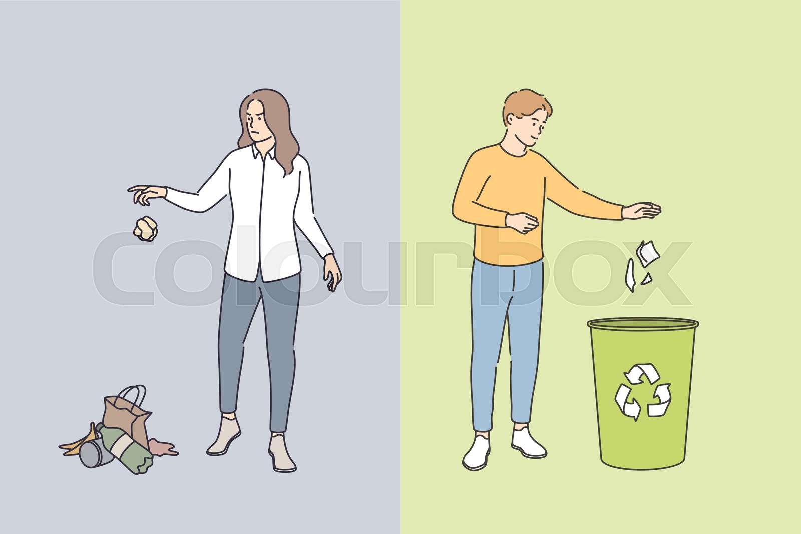 Littering behaviour and sustainable lifestyle concept | Stock vector ...