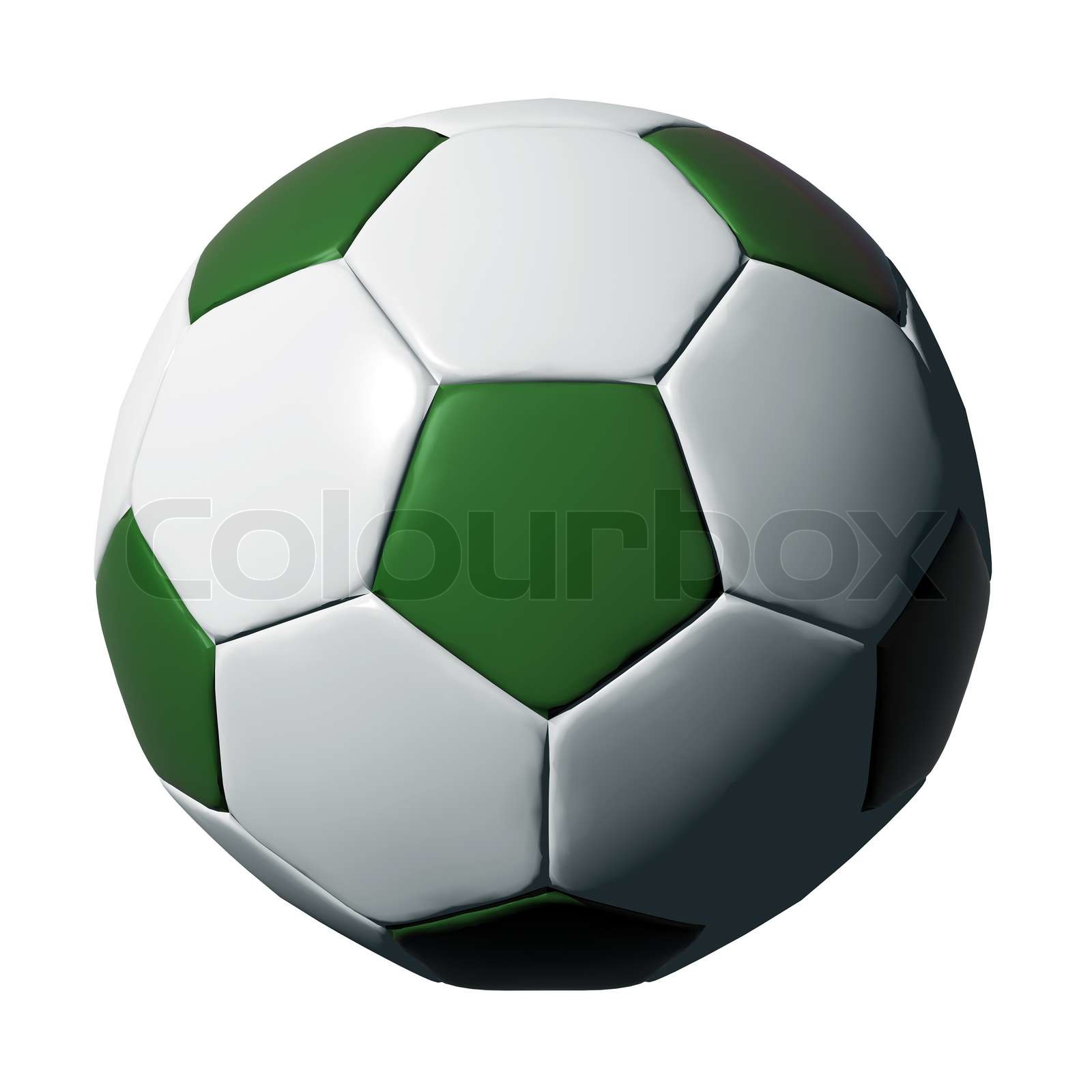 Green leather soccer ball isolated on white | Stock image | Colourbox