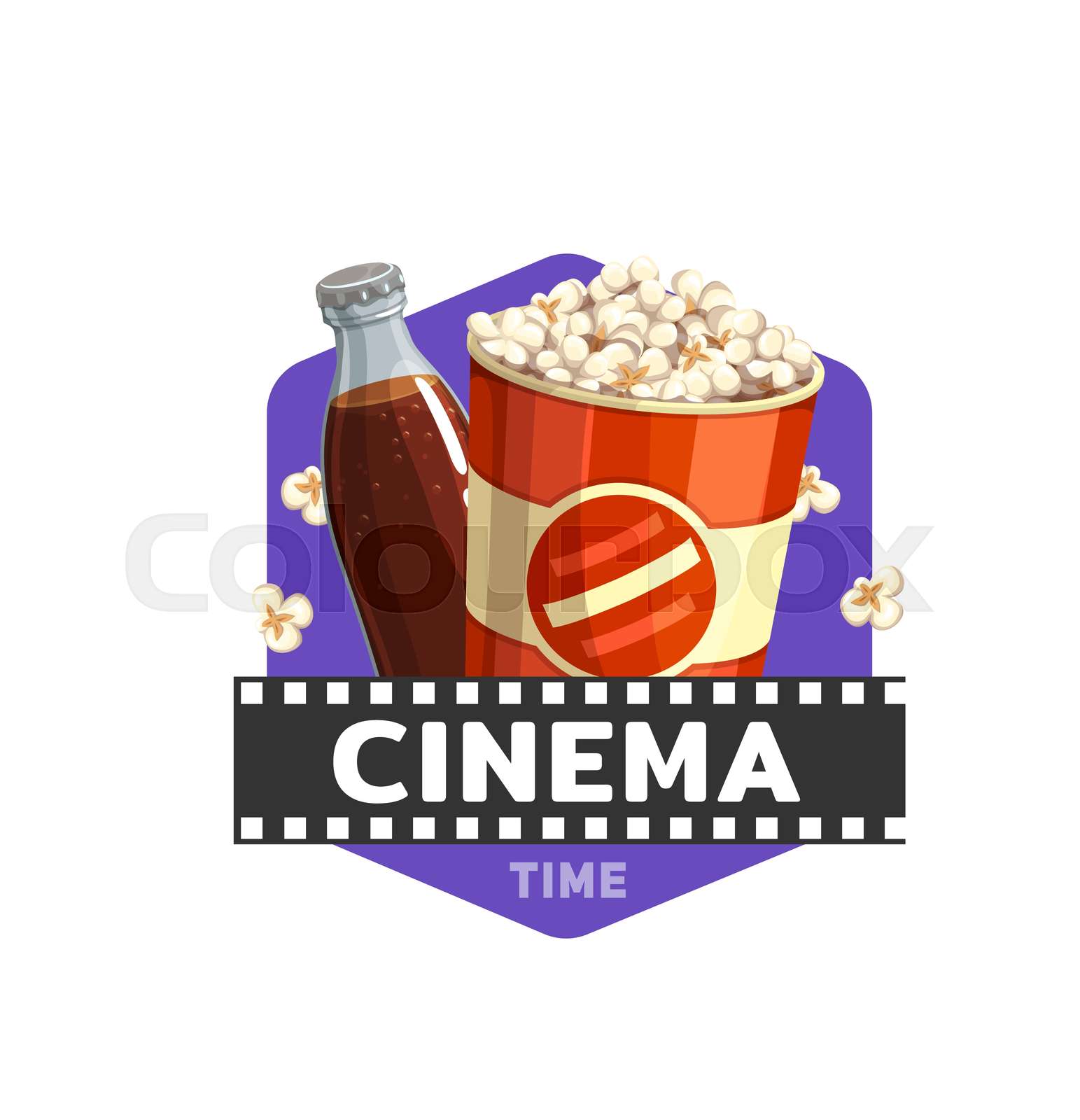 Cinema food, movie snacks bistro or popcorn bar | Stock vector | Colourbox