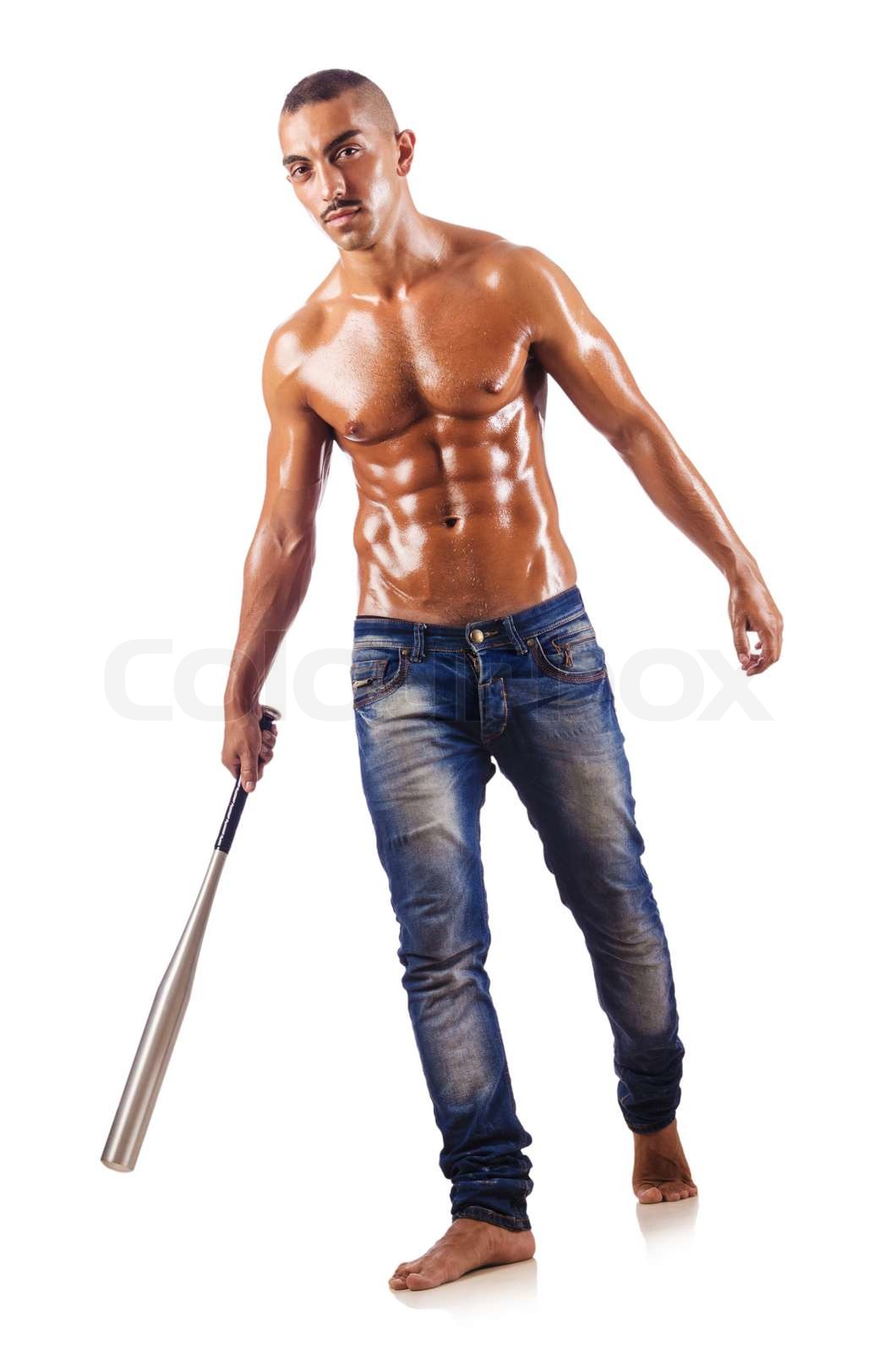 Muscular man with baseball bat | Stock image | Colourbox