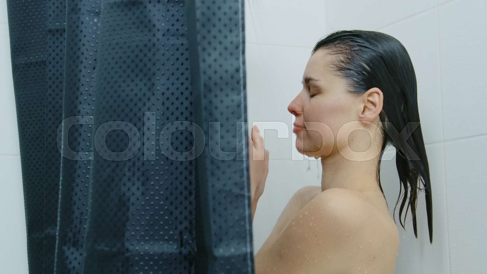 Young Woman Enjoying Morning Shower At Home Stock Video Colourbox