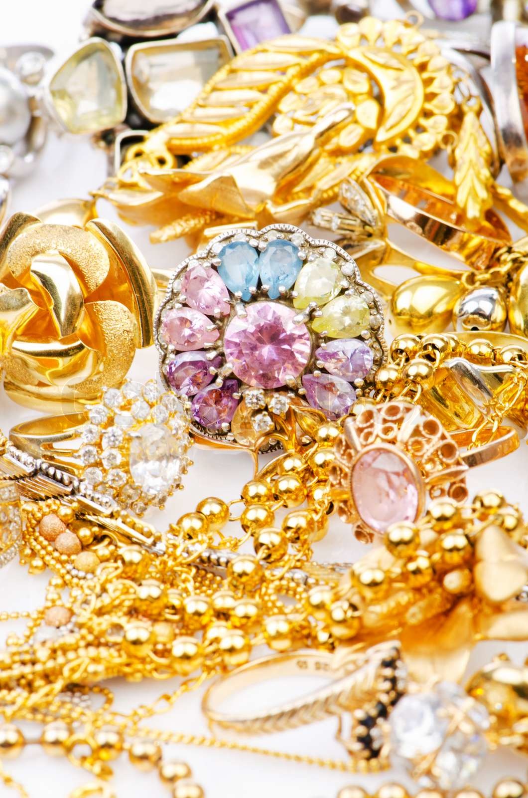 Large collection of gold jewellery - Stock Image - Everypixel