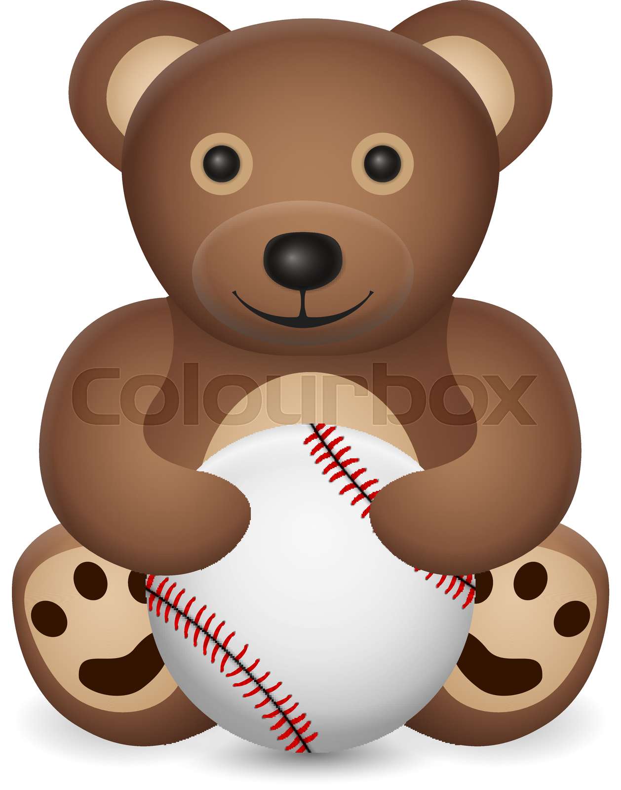 Teddy bear with baseball ball | Stock vector | Colourbox
