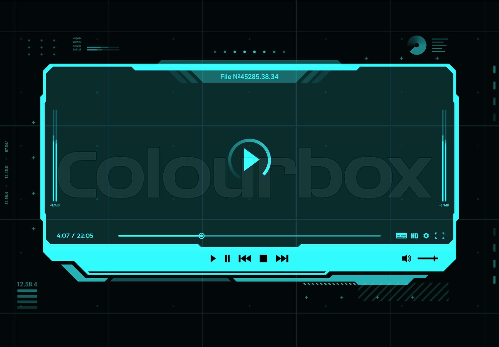 HUD video and sound player screen interface | Stock vector | Colourbox