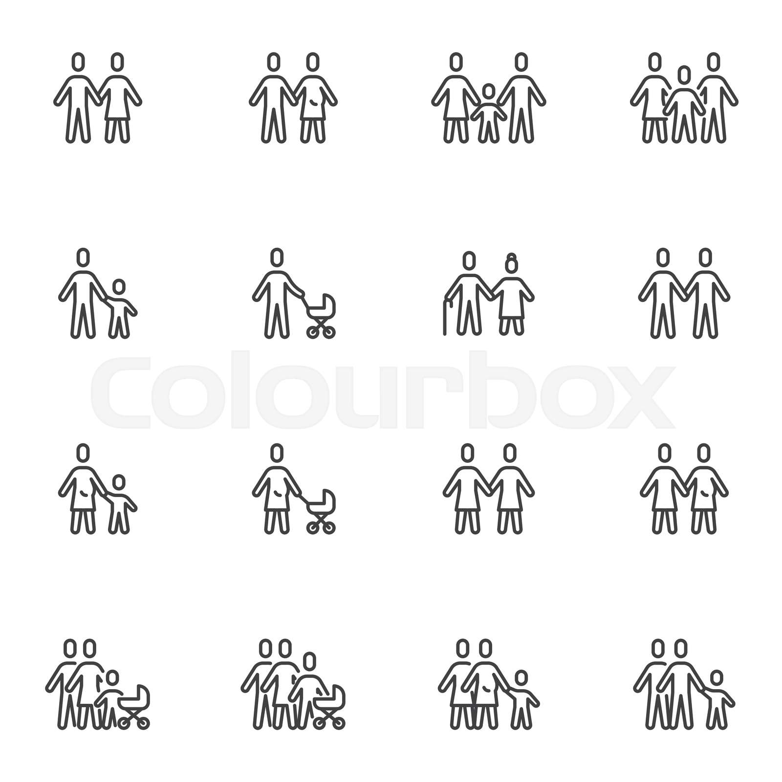 Family and relationship line icons set | Stock vector | Colourbox