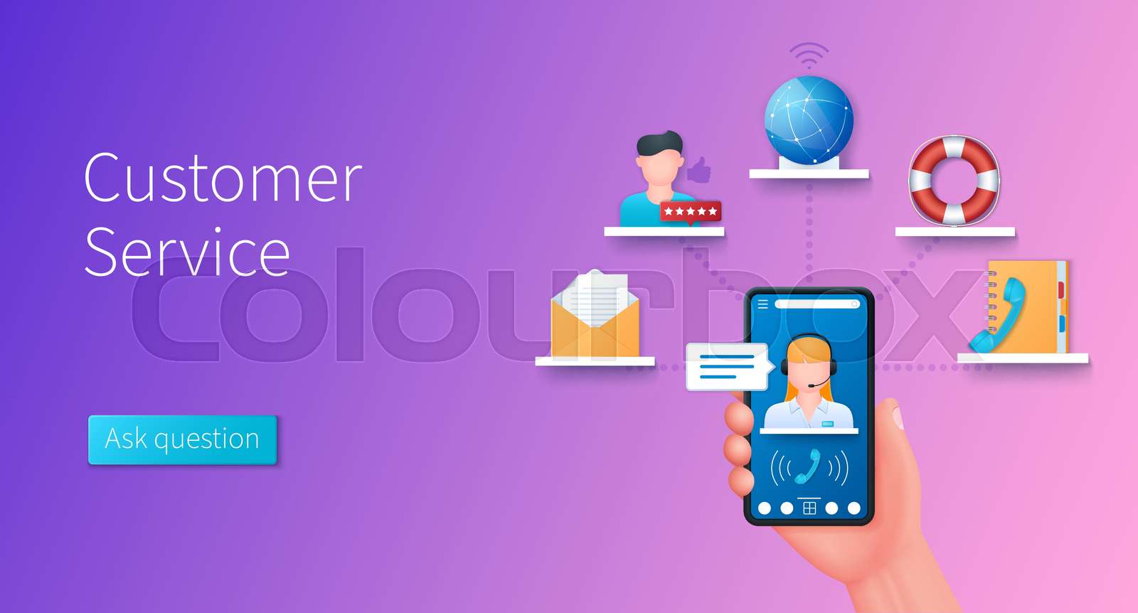 Customer service banner in 3D style | Stock vector | Colourbox