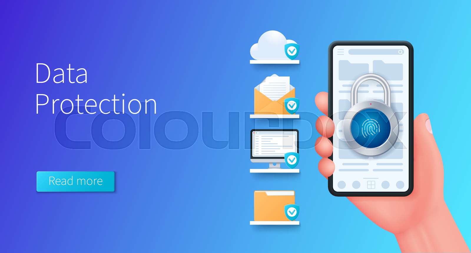 Data protection banner in 3D style | Stock vector | Colourbox