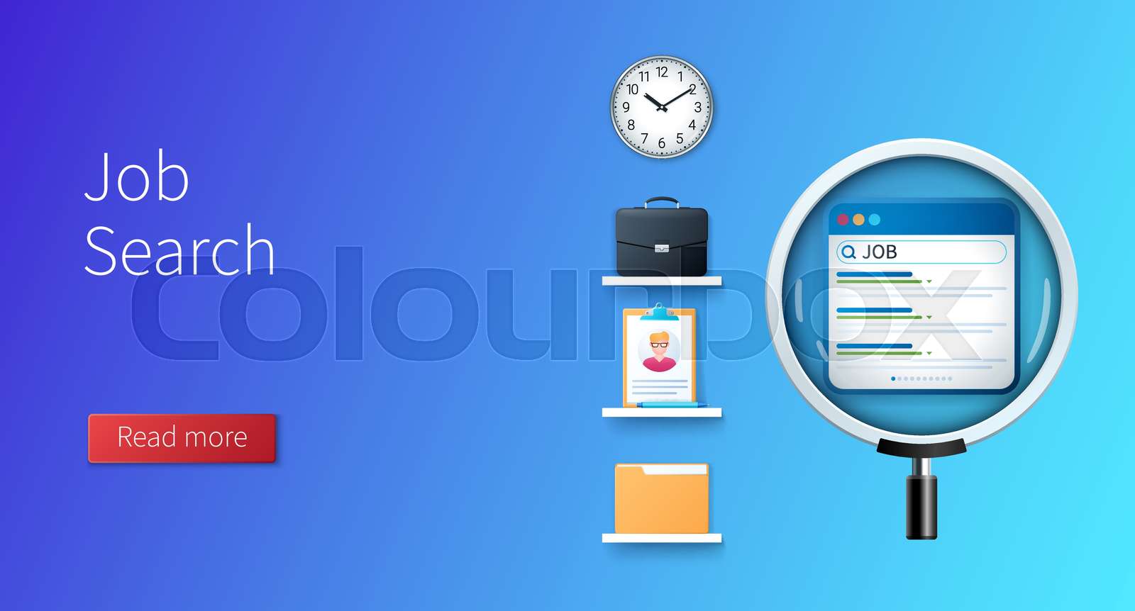 Job search banner in 3D style | Stock vector | Colourbox