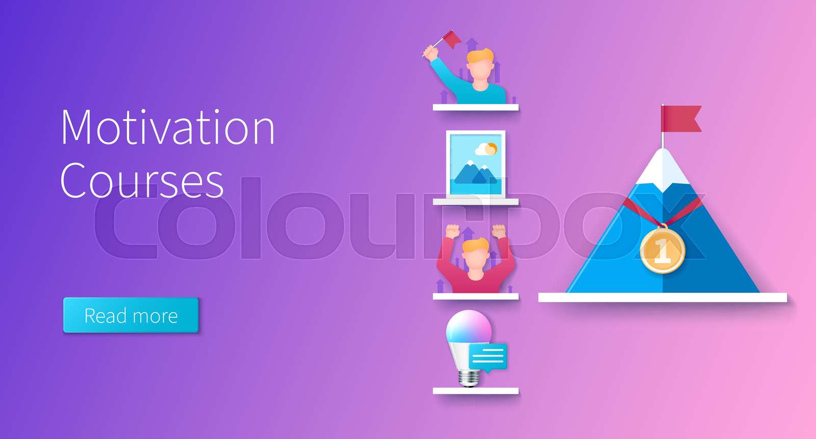 Motivation courses banner in 3D style. | Stock vector | Colourbox