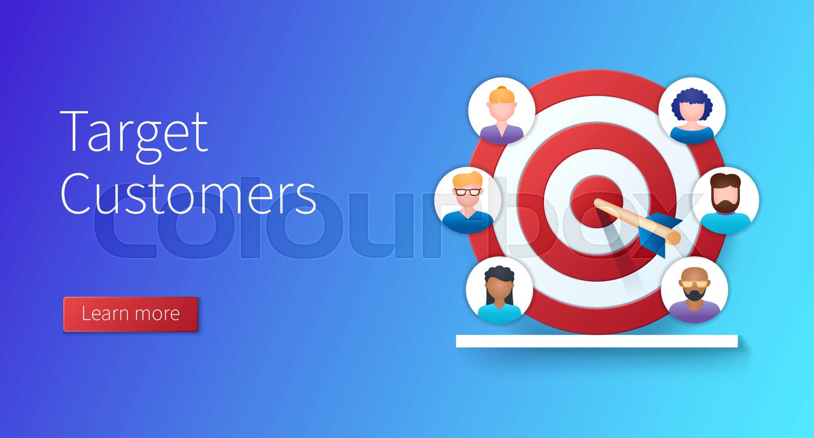Target customers banner in 3D style | Stock vector | Colourbox
