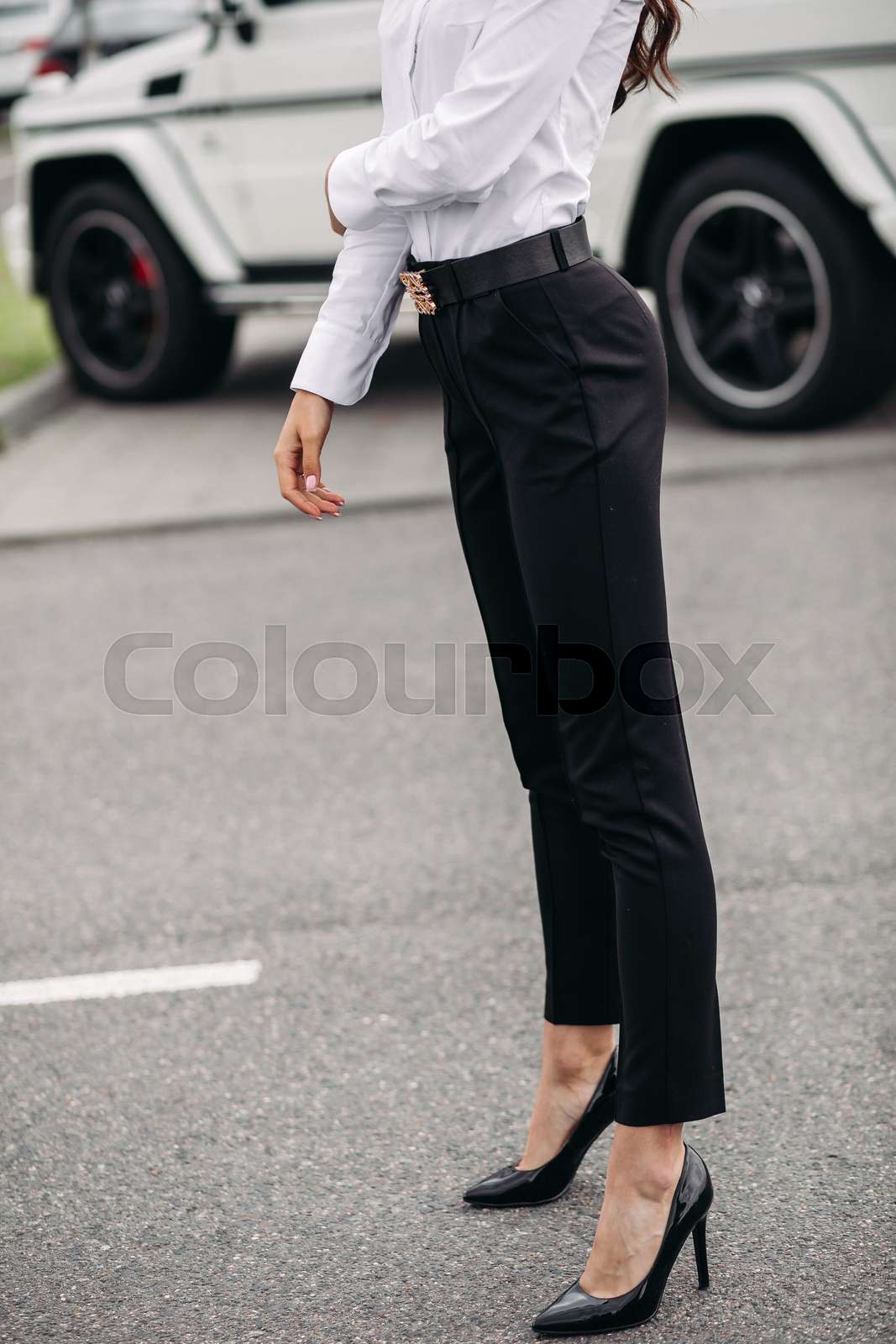 Female model showing off classic outfit on the street | Stock image ...