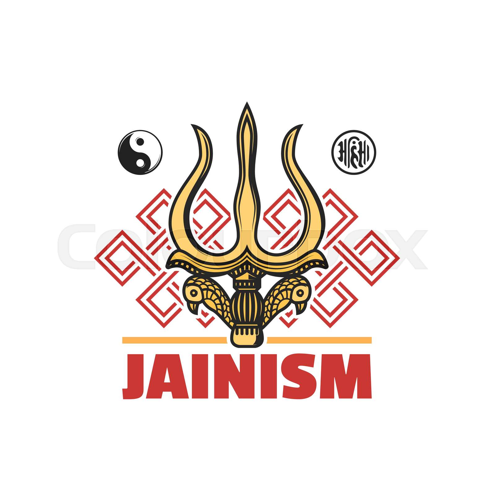 Jainism religion symbol icon, Jain Dharma signs | Stock vector | Colourbox