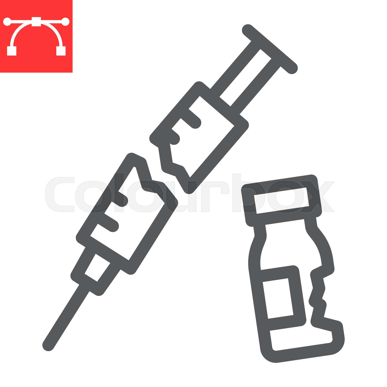 Medical waste line icon, recycle and ecology, broken syringe and vial ... Medical waste line icon, recycle and ecology, broken syringe and vial ...