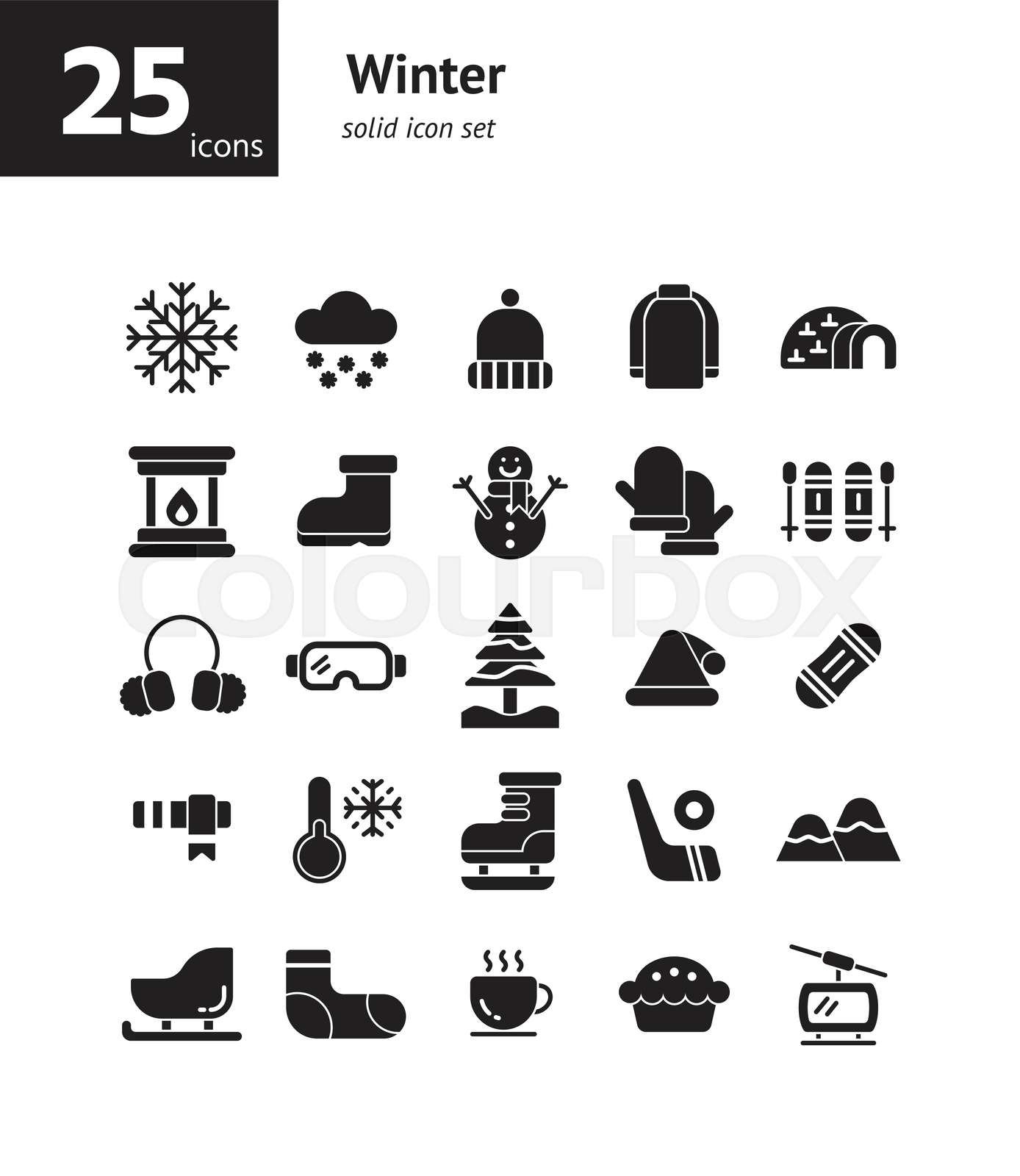 Winter solid icon set. Vector and Illustration. | Stock vector | Colourbox