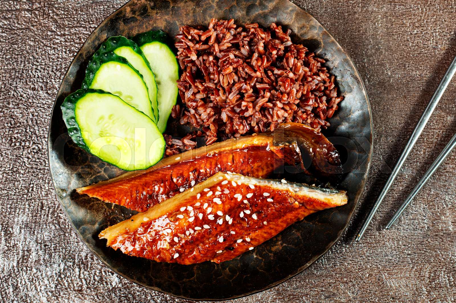 eel with brown rice | Stock image | Colourbox