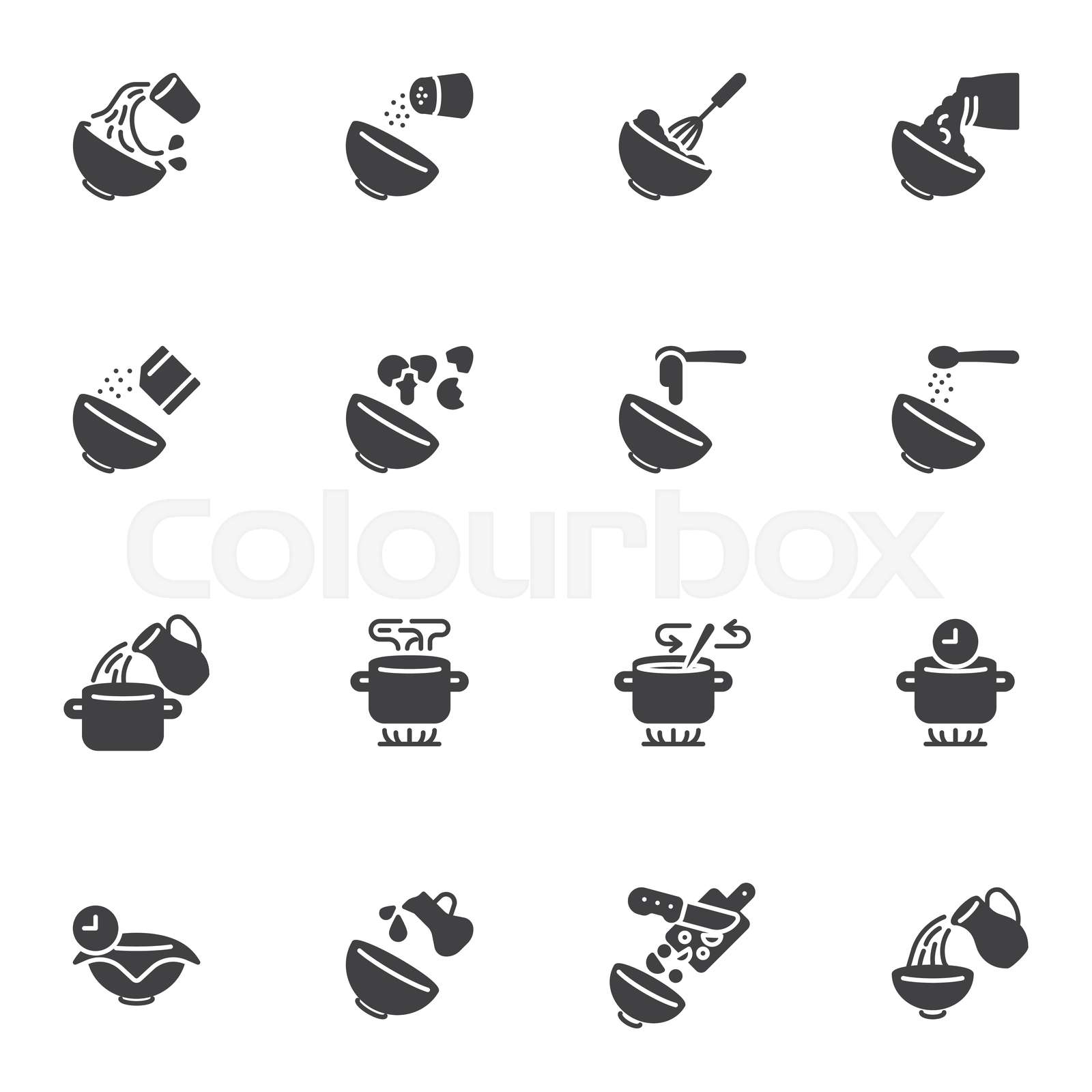 Cooking recipes vector icons set | Stock vector | Colourbox