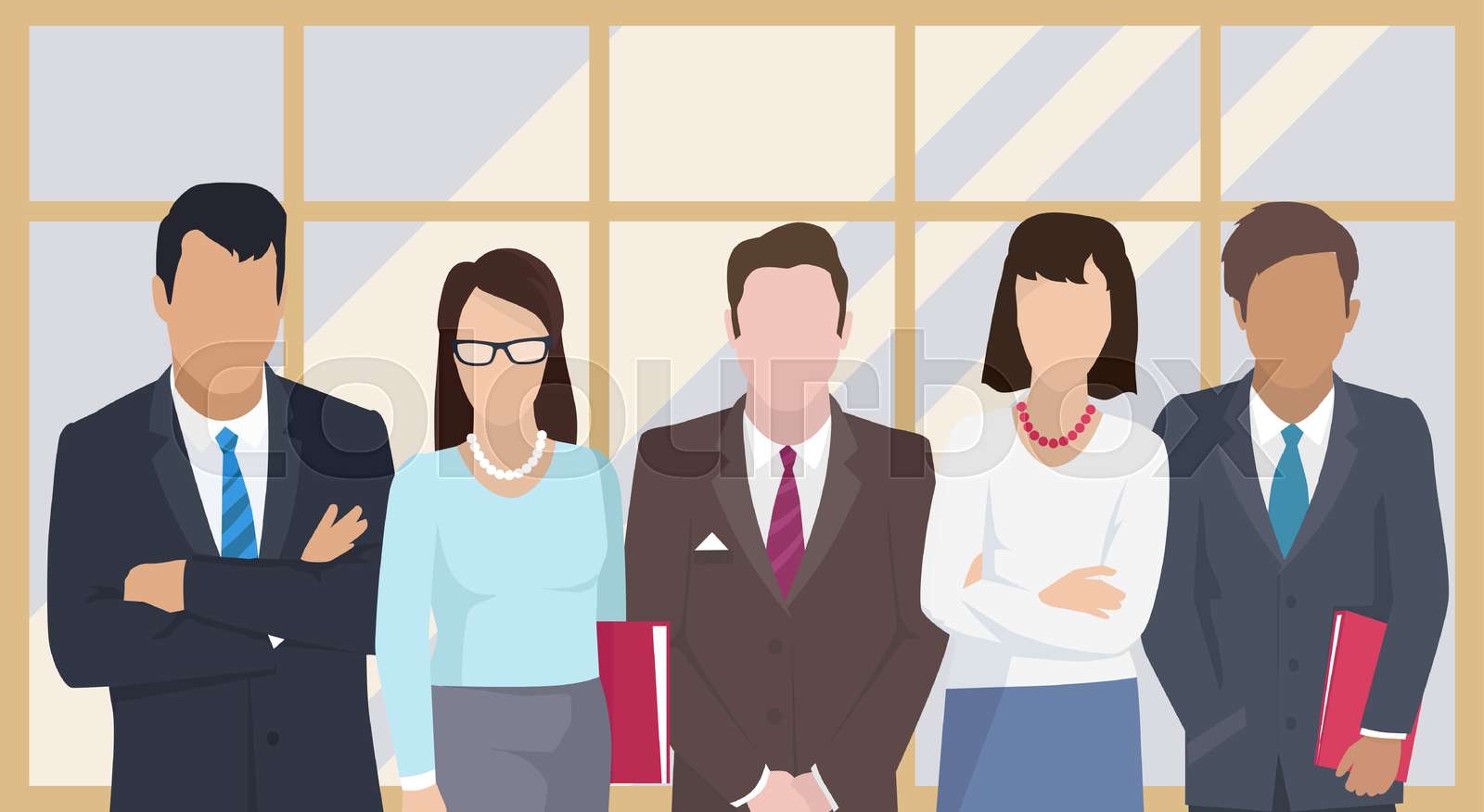 Business team ready to work. Teamwork. Coworkers characters ...