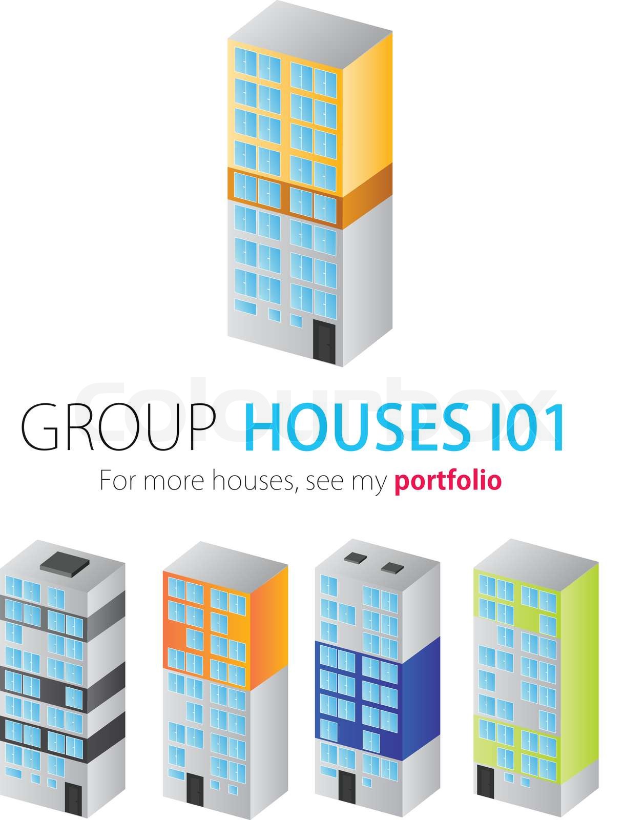 Houses Group, Set, Vector | Stock vector | Colourbox