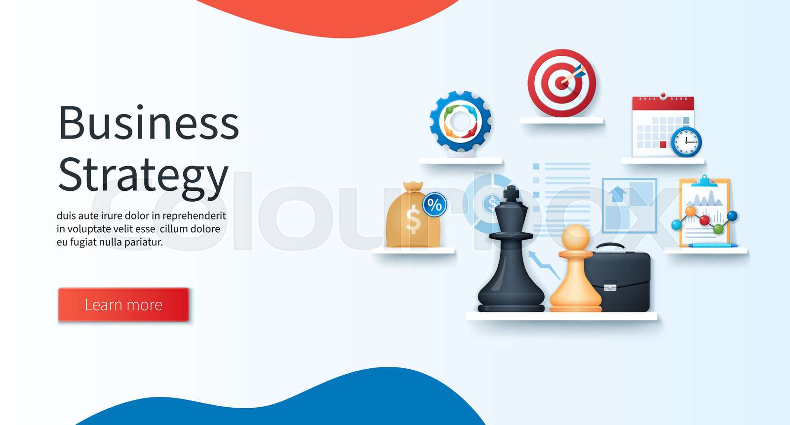 Business strategy illustration in 3D style | Stock vector | Colourbox