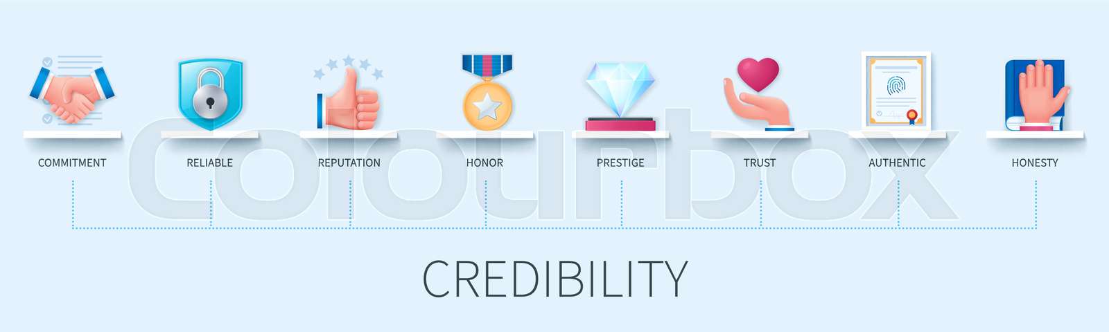 Credibility vector infographic in 3D style | Stock vector | Colourbox