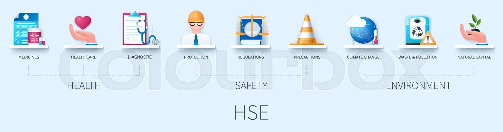 HSE vector infographic in 3D style | Stock vector | Colourbox