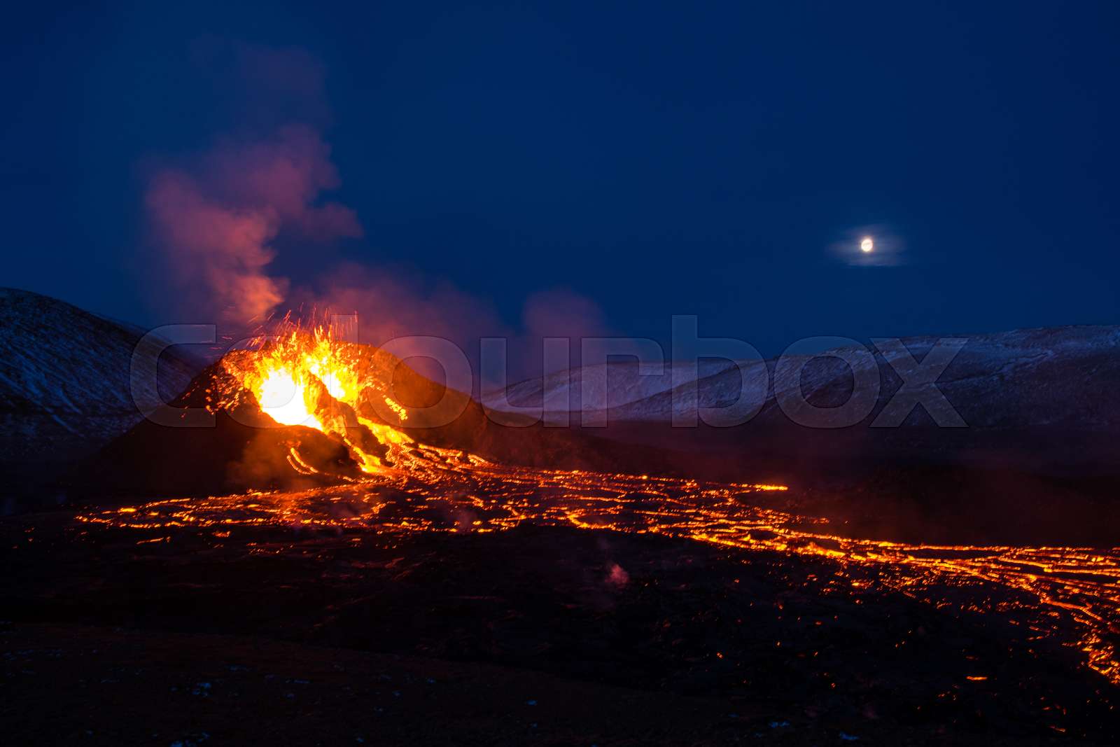 The eruption site of Geldingadalir in Fagradalsfjall mountain on ...