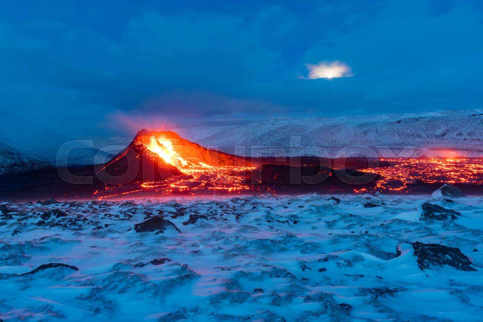 The eruption site of Geldingadalir in Fagradalsfjall mountain on ...