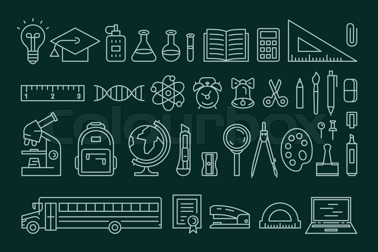 School tools icons | Stock vector | Colourbox