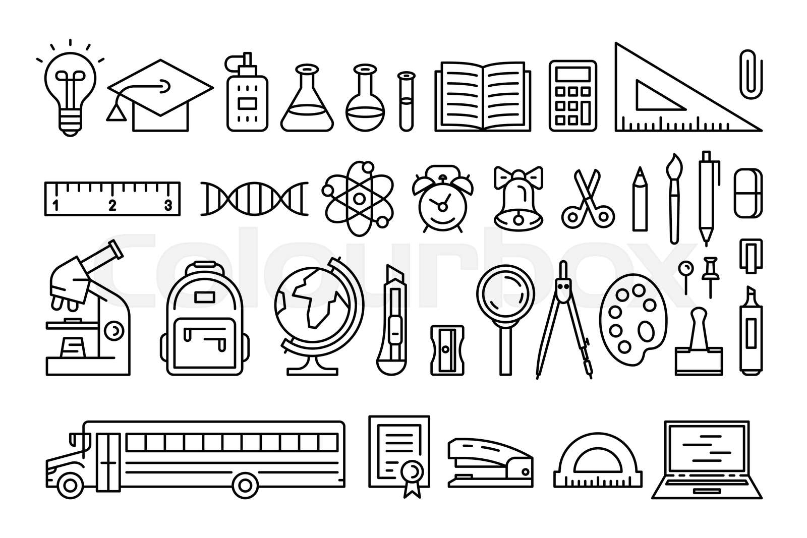 School tools icons | Stock vector | Colourbox