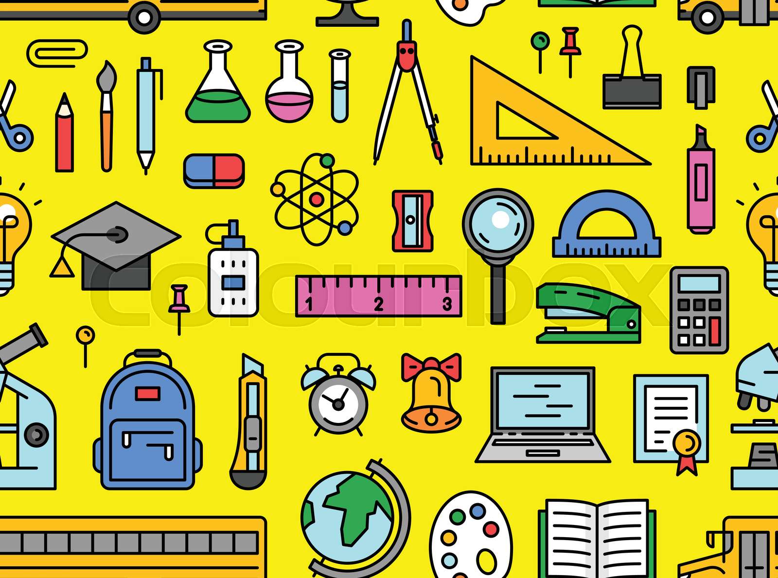School tools seamless pattern | Stock vector | Colourbox