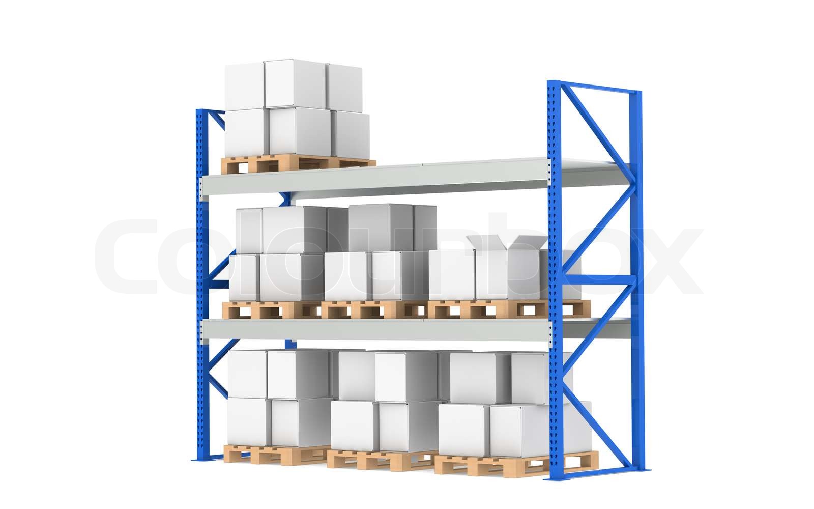 Warehouse Shelves Medium Stock Level Part of a Blue Warehouse and ...