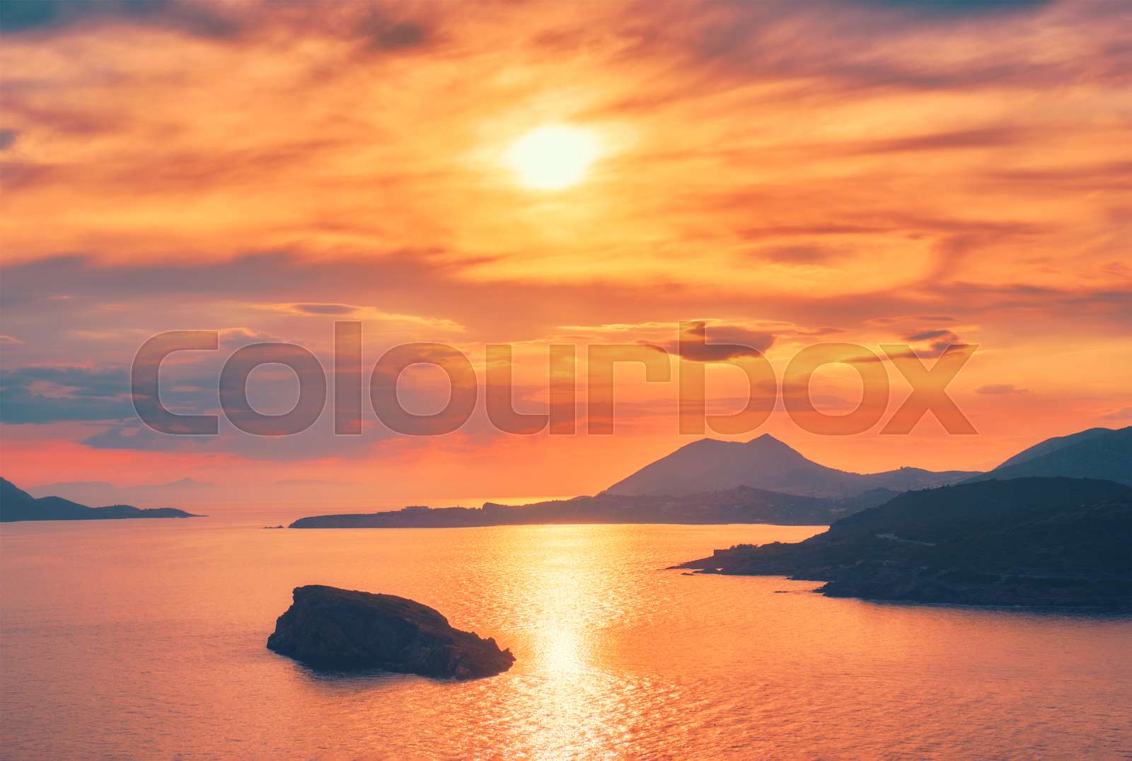 Aegean Sea with islands view on sunset | Stock image | Colourbox