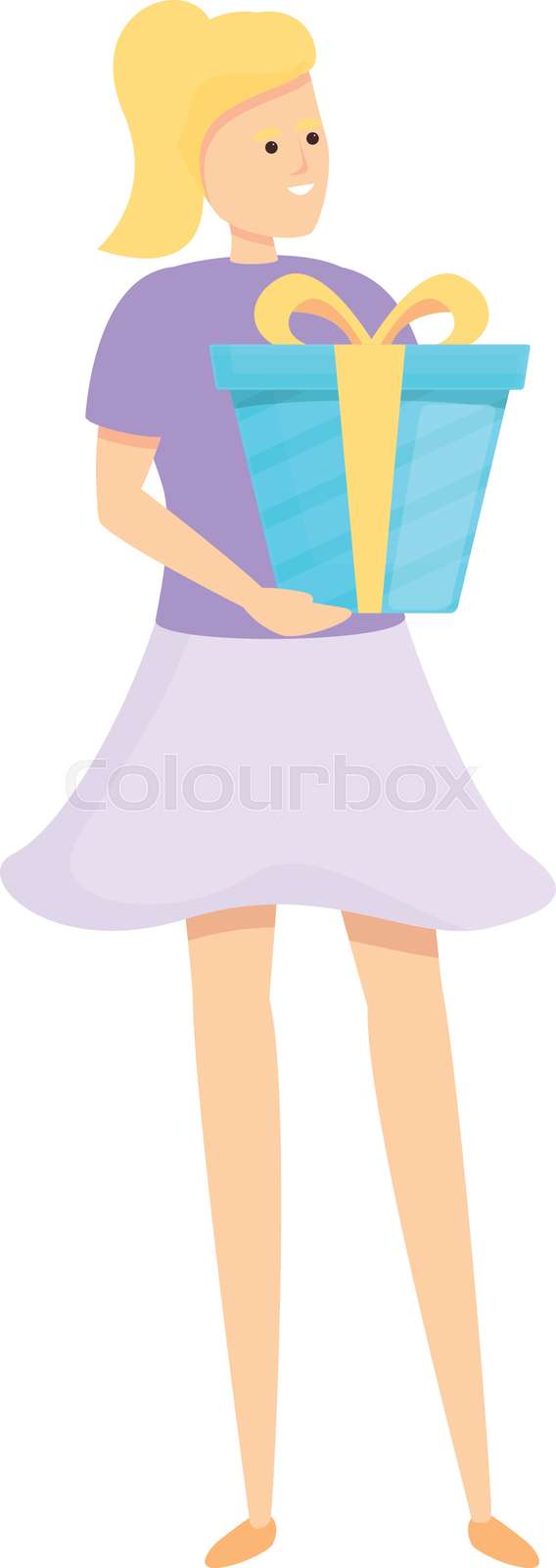 Girl birthday gift icon cartoon vector. Card cake | Stock vector ...