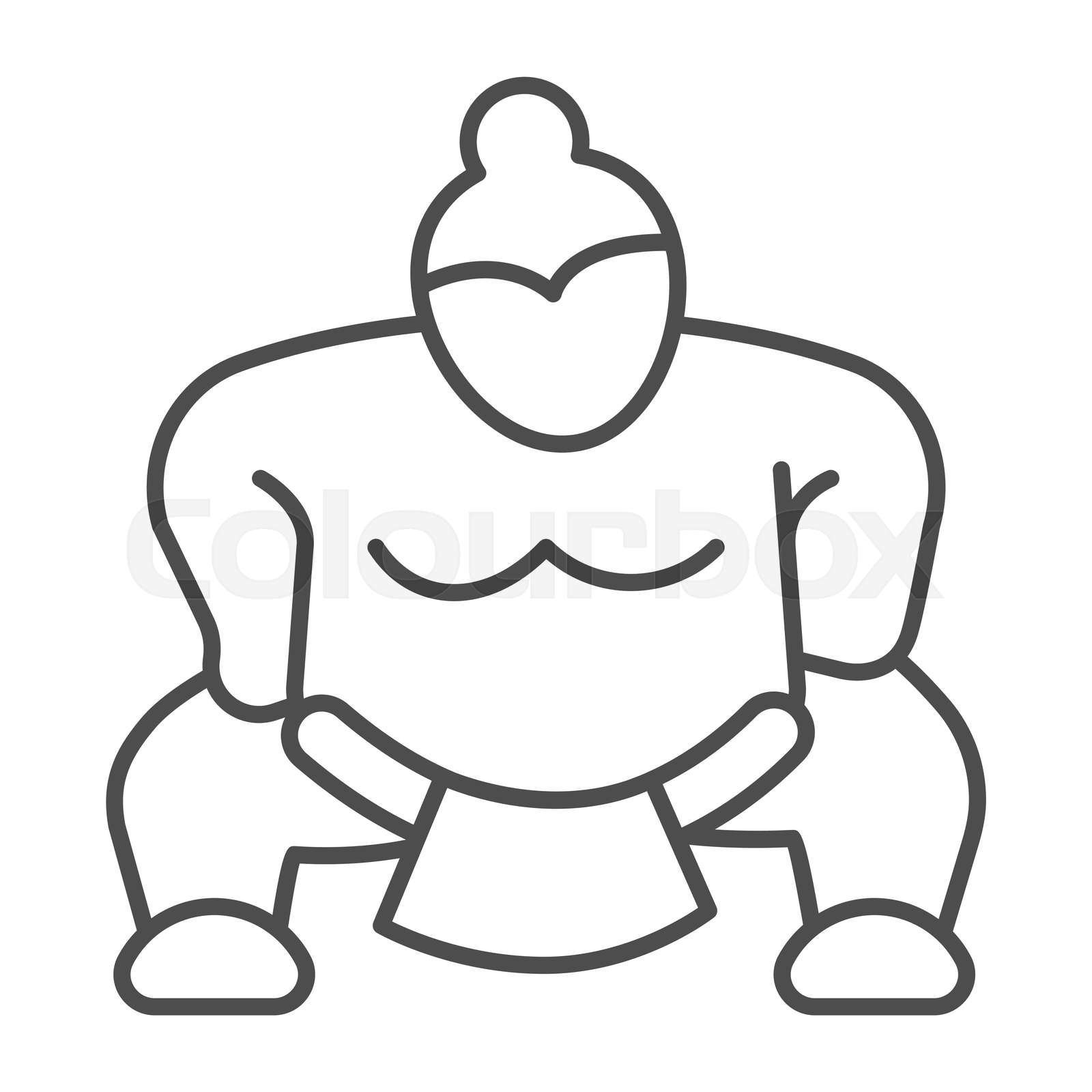 Sumo fighter, strong fat wrestler thin line icon, asian culture concept ...