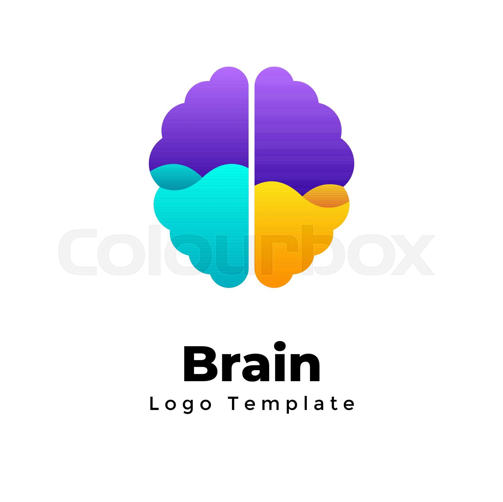 Creative brain vector logo template. Left and right hemispheres ...