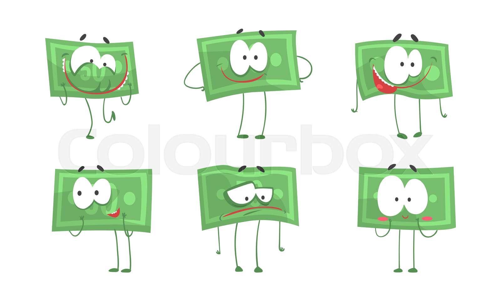 Cute Money Bills Characters Set, Funny Banknotes Showing Different ...