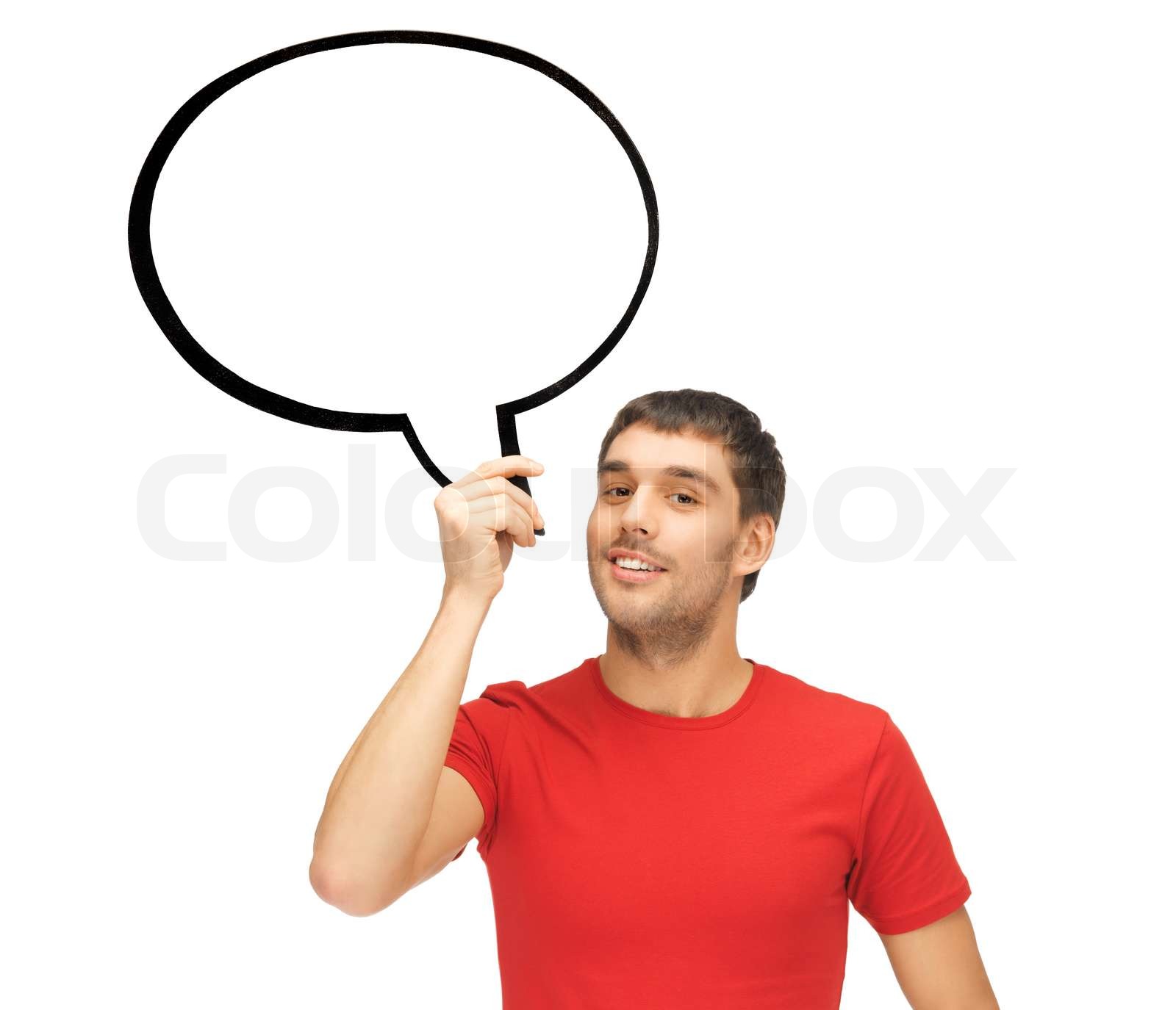 smiling man with blank text bubble | Stock image | Colourbox