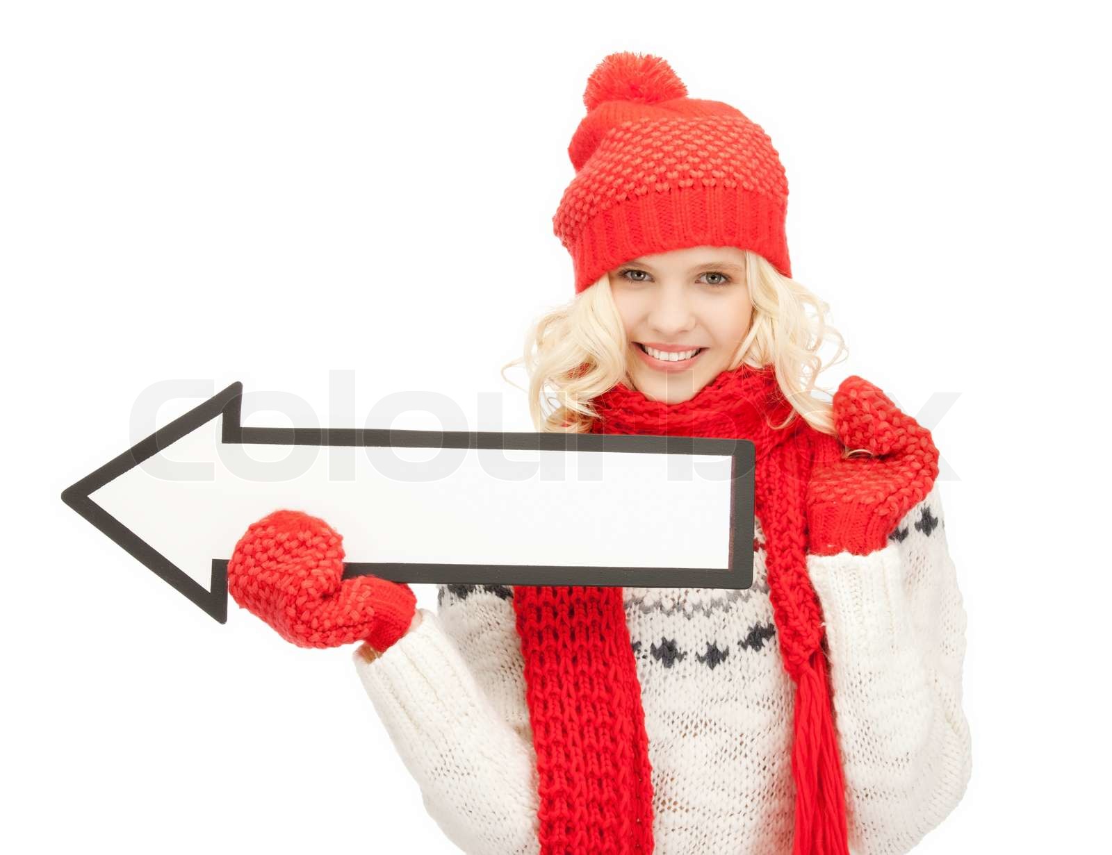 woman with direction arrow sign | Stock image | Colourbox