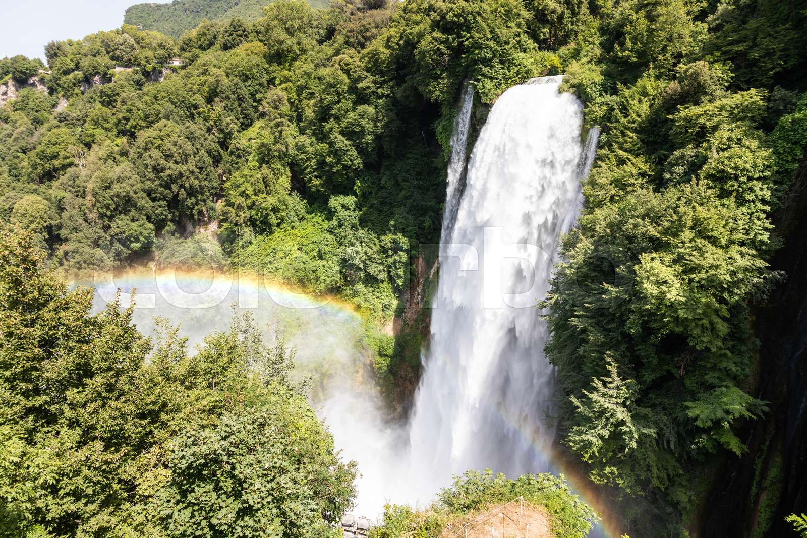 Marmore waterfall in Umbria region, Italy. Amazing cascade splashing ...