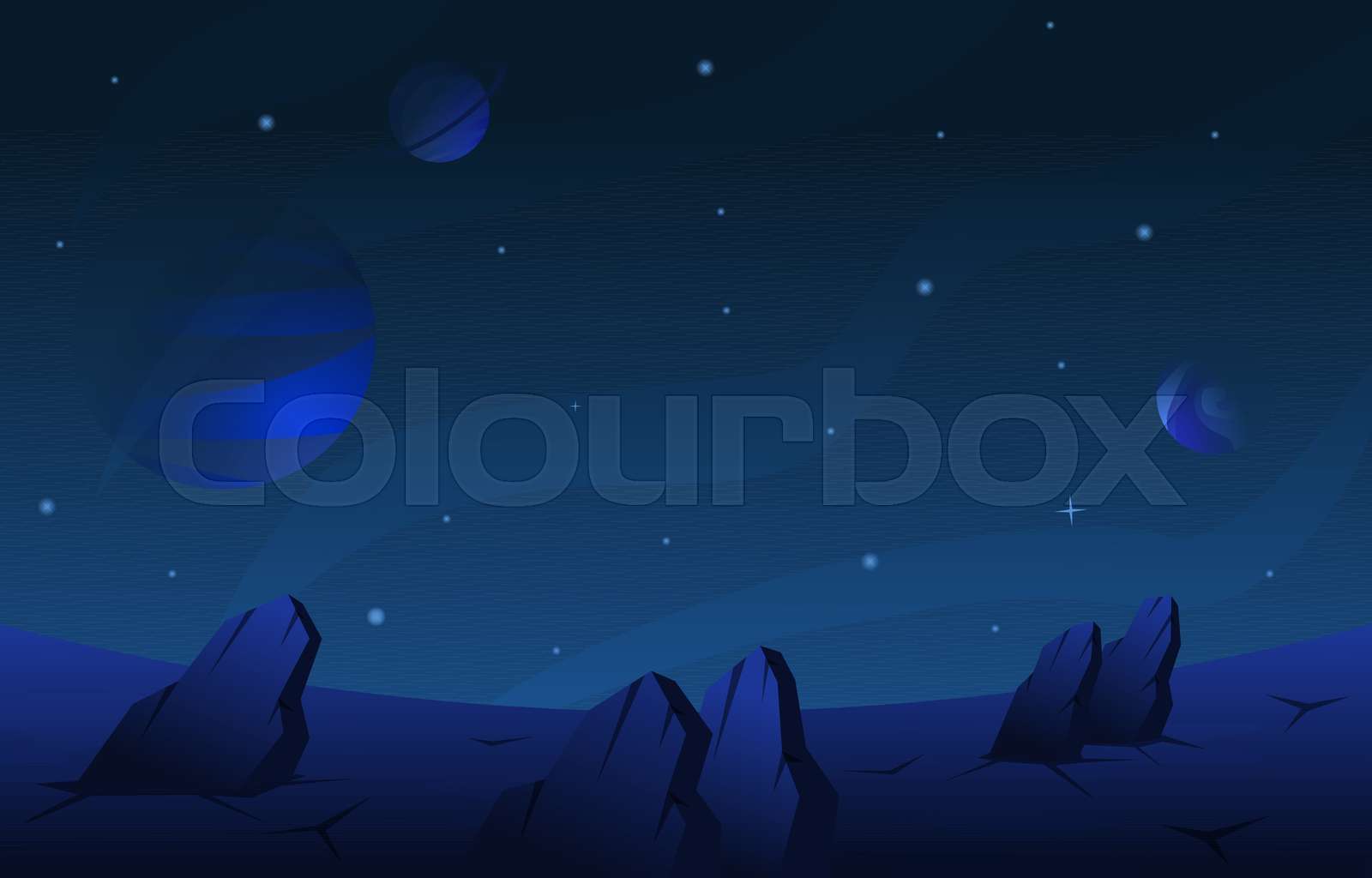 Rock Stone Planet Star Sky Space Universe Exploration Illustration ...