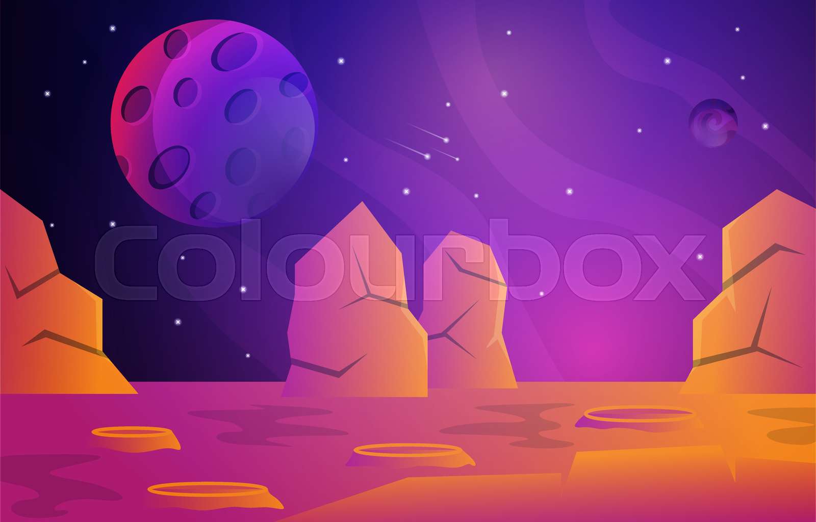 Rock Stone Planet Star Sky Space Universe Exploration Illustration ...