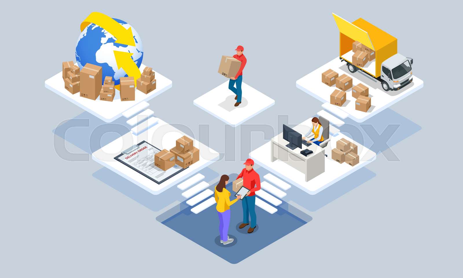 Global logistics network isometric illustration. Isometric Logistics ...