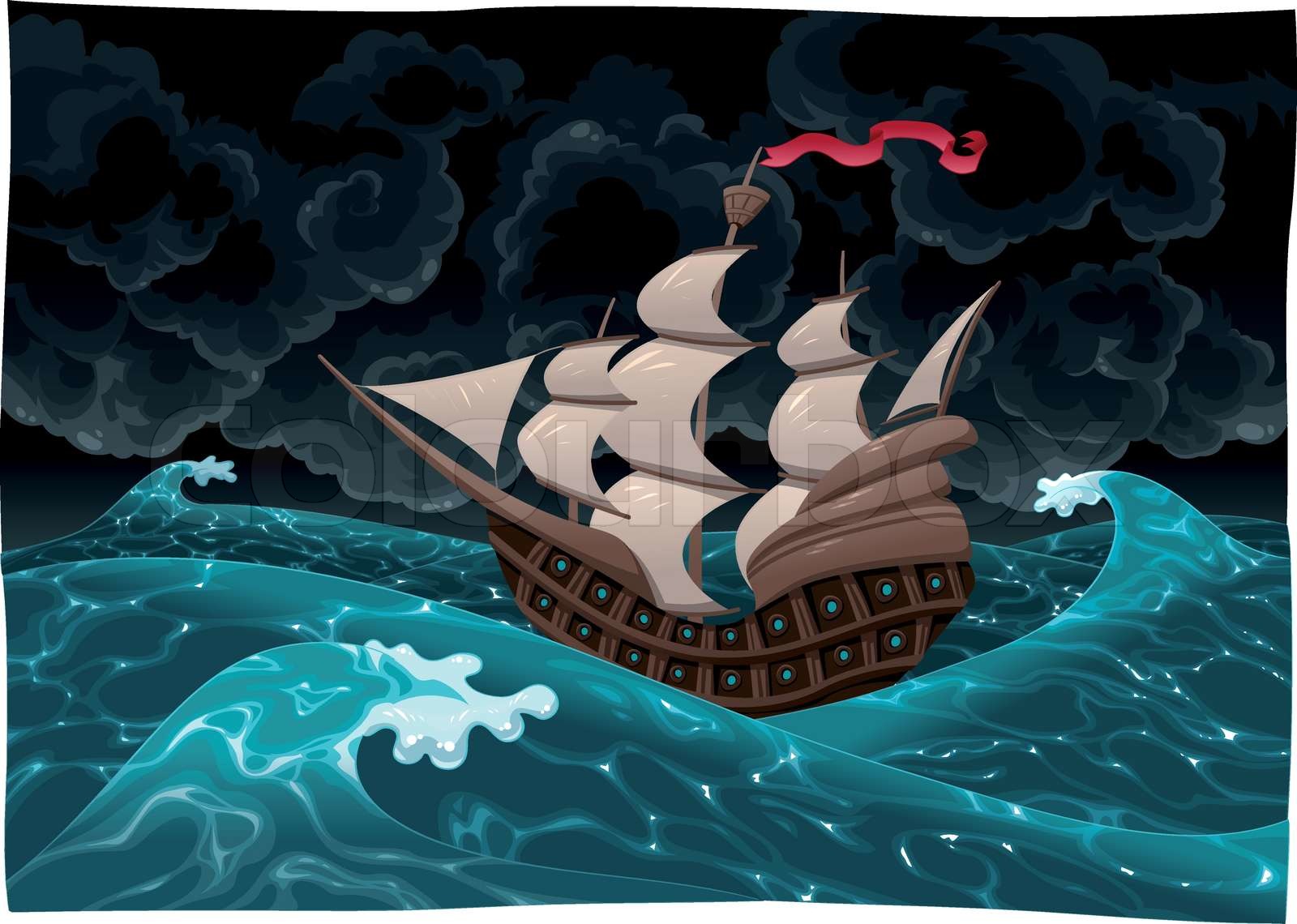 Ship in the storm. | Stock vector | Colourbox