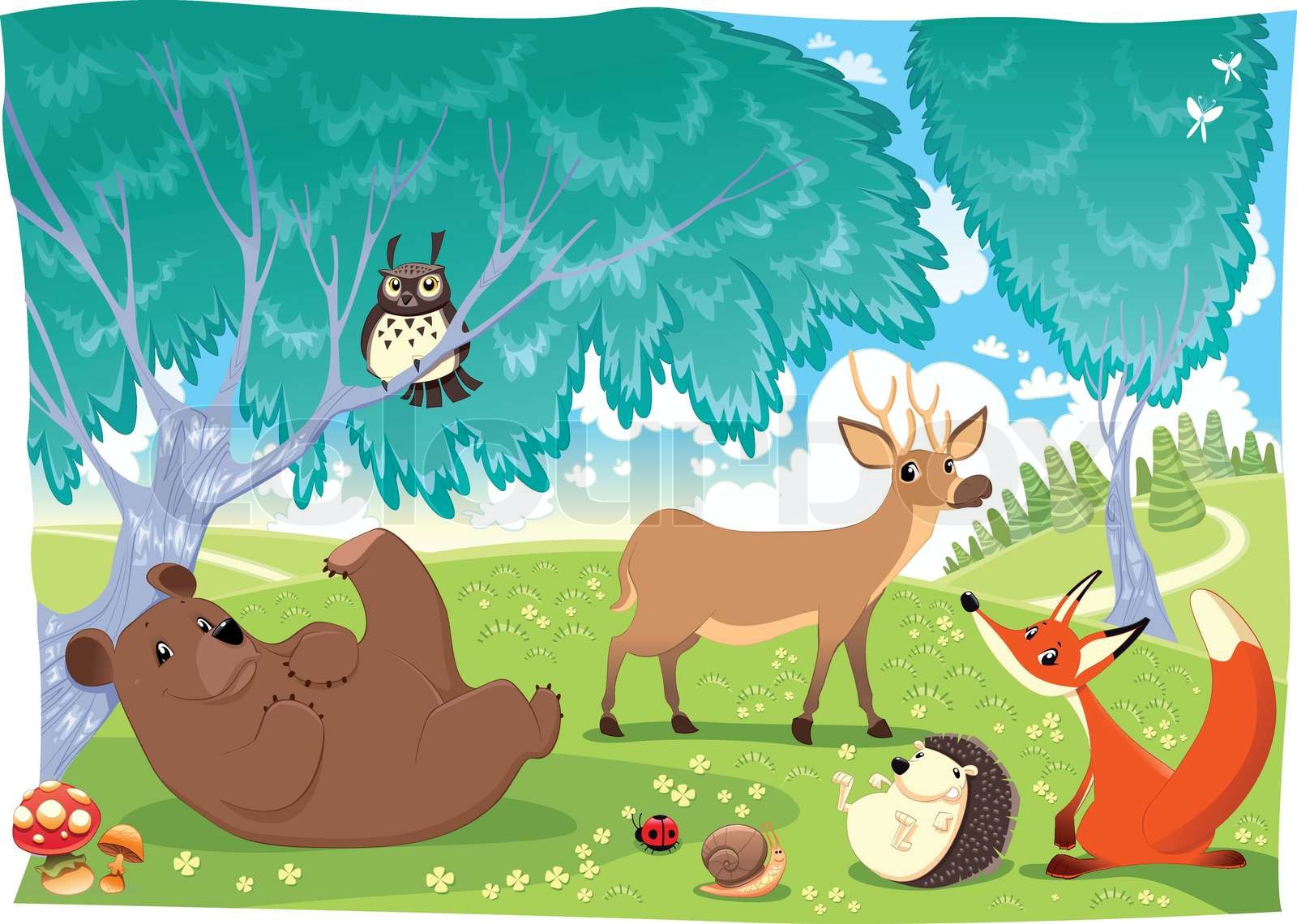 Animals in the wood. | Stock vector | Colourbox