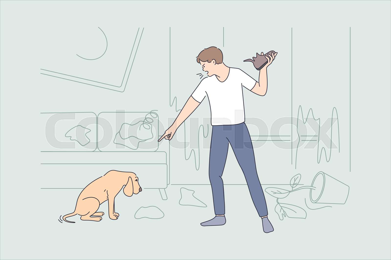 Being angry at pet concept | Stock vector | Colourbox