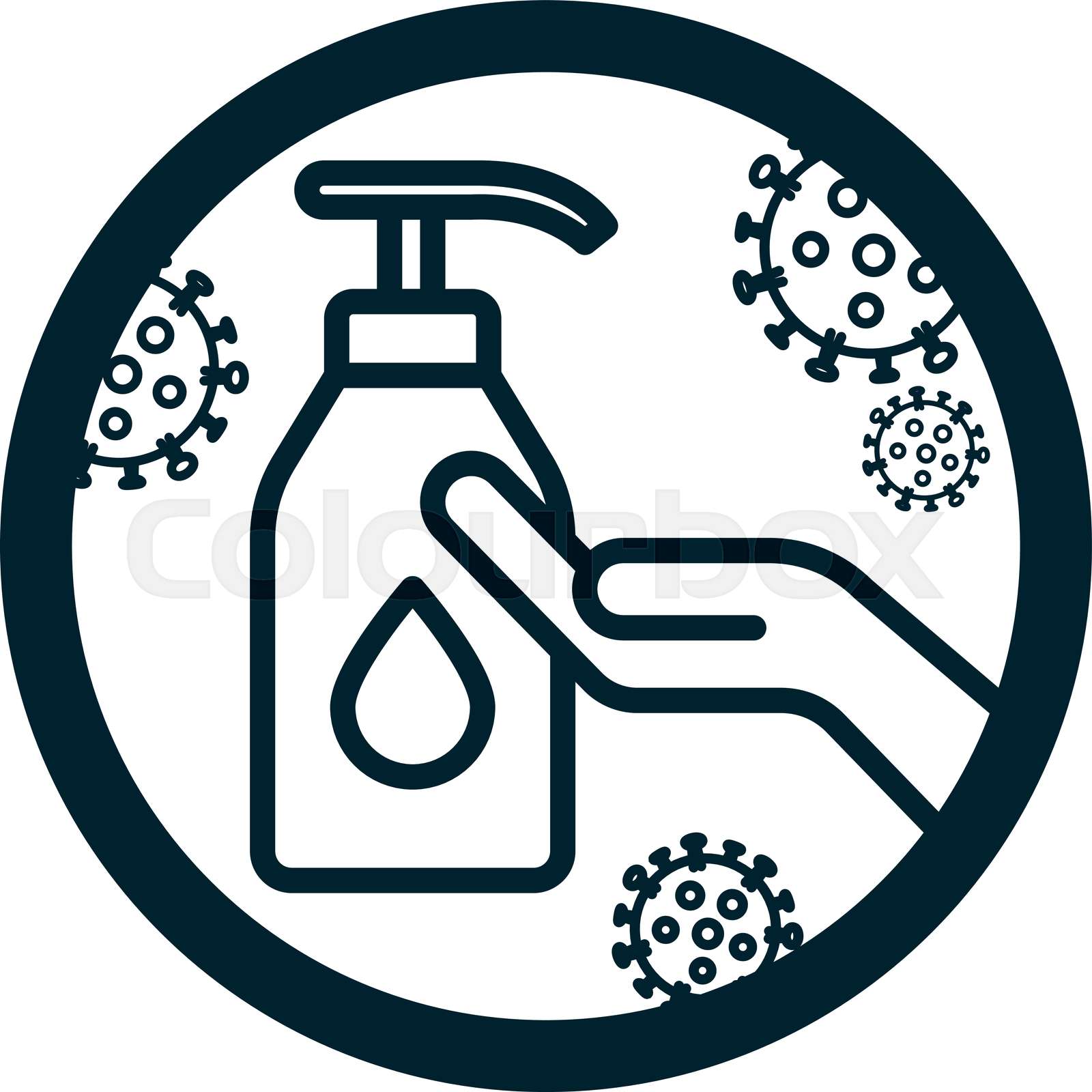 Hand disinfectant sign with bottle and hands | Stock vector | Colourbox