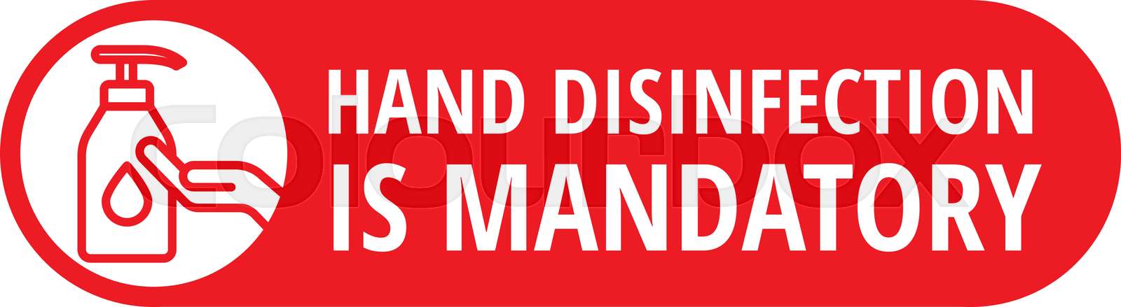 Hand disinfectant sign with bottle and hands | Stock vector | Colourbox