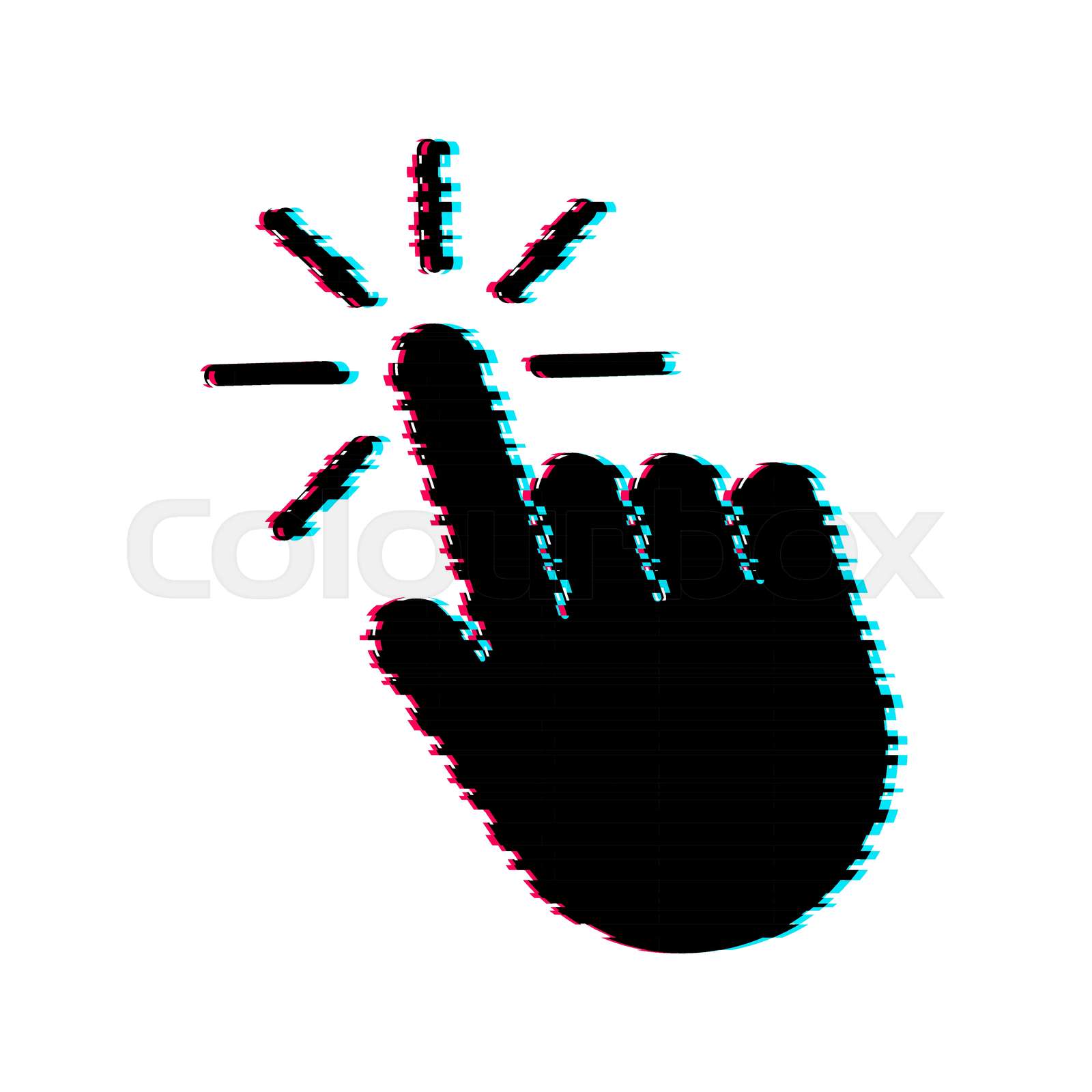 Hand cursor glitch icon click. Vector stock illustration. | Stock ...